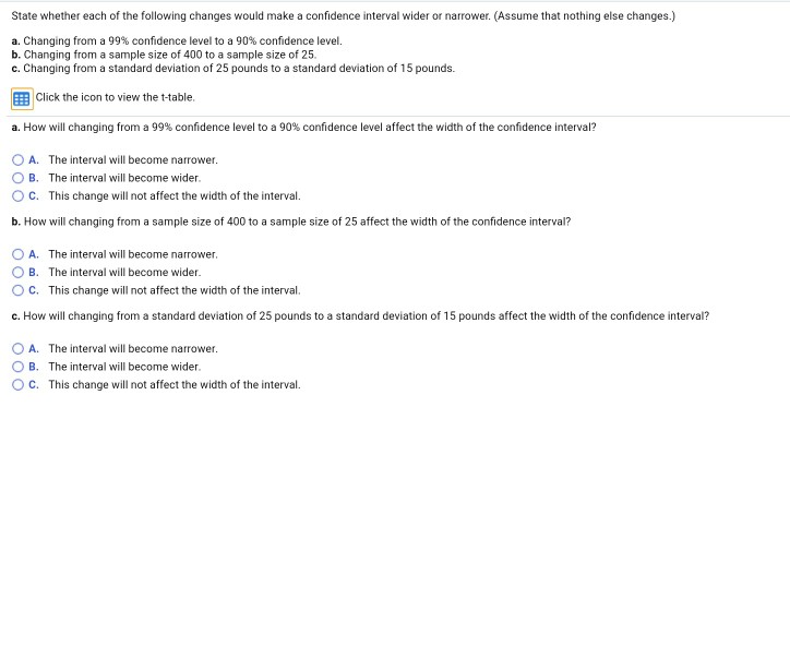 Solved I T Table T Distribution Critical Values Confidence 7329