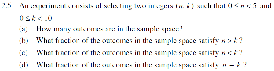 Solved An experiment consists of selecting two integers (n, | Chegg.com