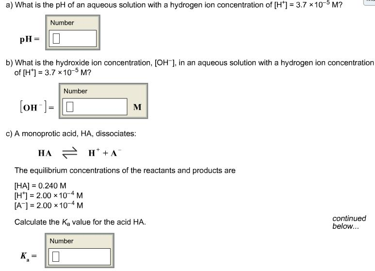 Solved What is the pH of an aqueous solution with a hydrogen | Chegg.com