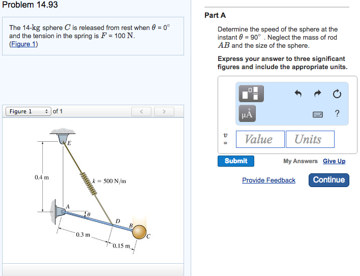 Solved The 14-kg sphere C is released from rest when theta = | Chegg.com