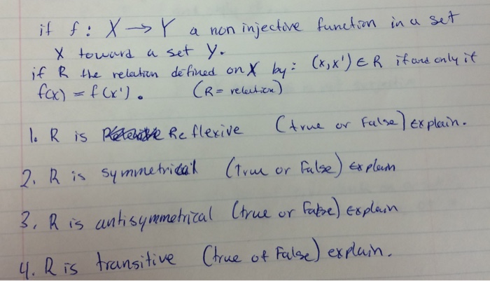 Solved if f : X rightarrow Y a non injective function in a | Chegg.com