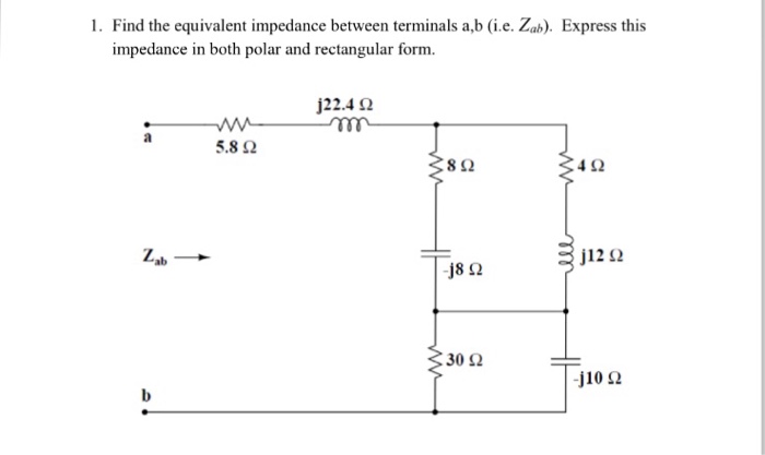 Solved Find the equivalent impedance between terminals a,b | Chegg.com