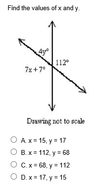 Solved Find the values of x and y. Drawing not to scale A. | Chegg.com