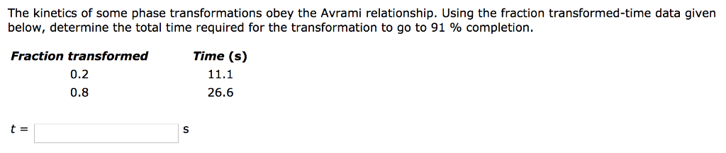 Solved The kinetics of some phase transformations obey the | Chegg.com