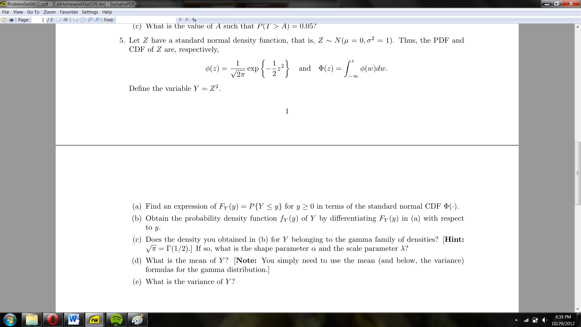 What is the value of A such that P (T > A) = 0.05? | Chegg.com