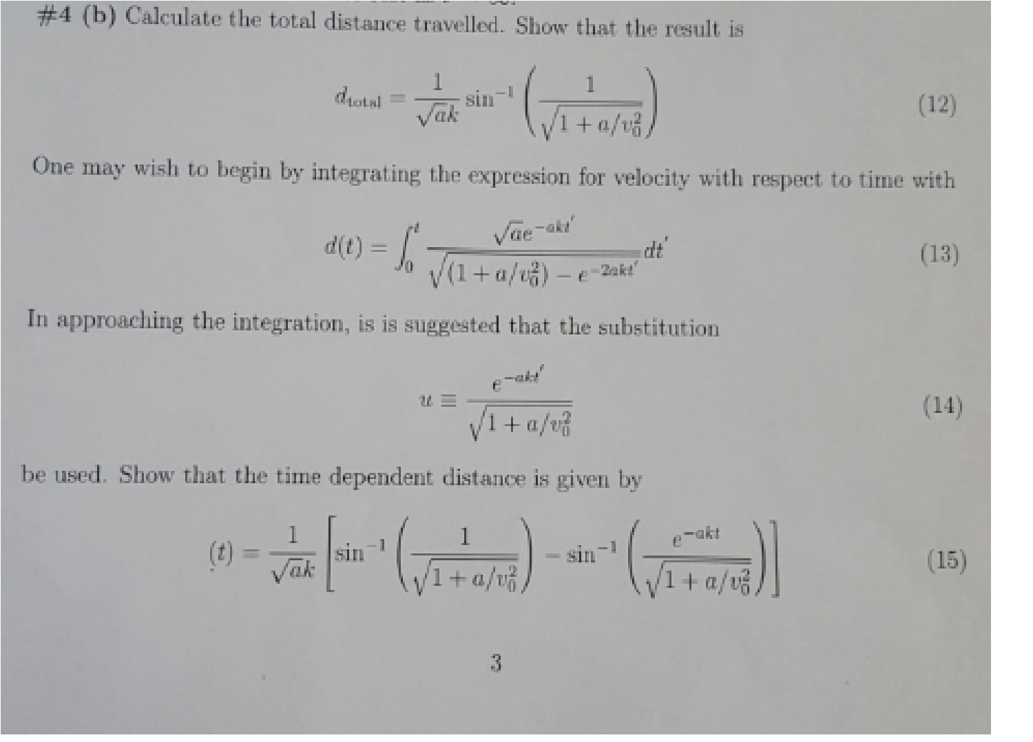 Solved #4 (b) Calculate the total distance travelled. Show | Chegg.com