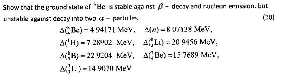 Solved Show that the ground state of Be is stable against | Chegg.com