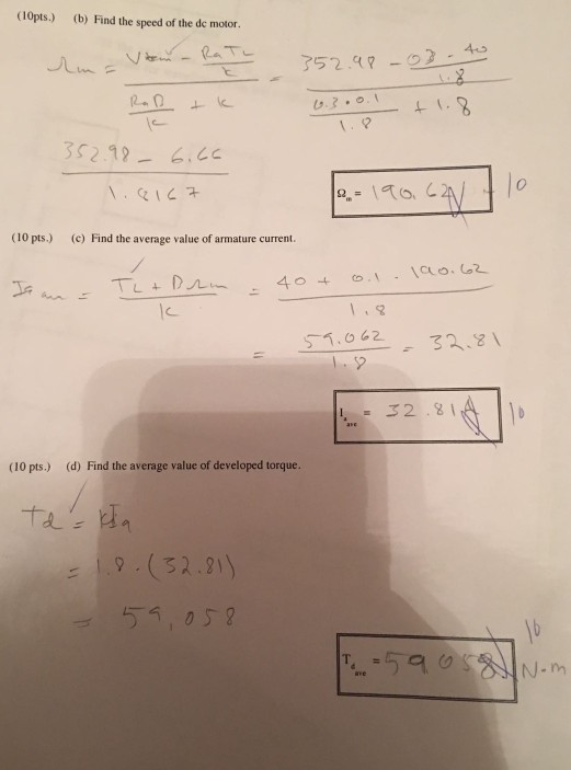 Solved Problem #3 Ade motor with constant field current (I ) | Chegg.com