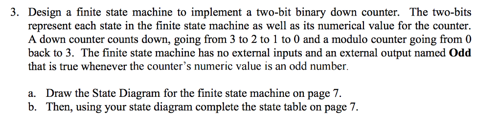 3. Design a finite state machine to implement a | Chegg.com