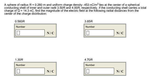 Solved A sphere of radius R = 0.280 m and uniform charge | Chegg.com
