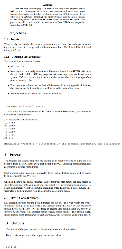 Solved Abstract Given the code for managing AVT. trees is | Chegg.com