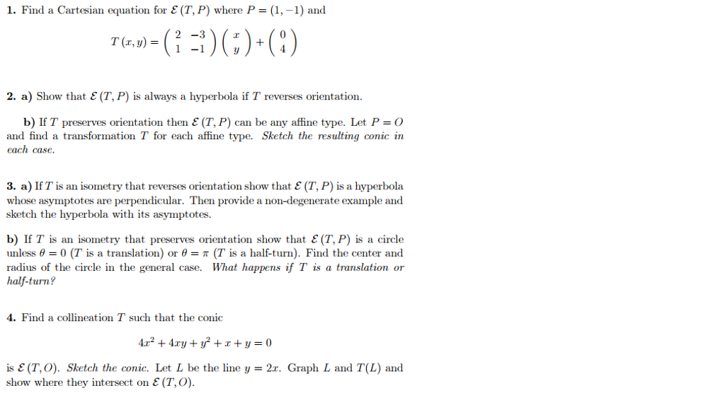 Find a Cartesian equation for epsilon (T, P) where P | Chegg.com