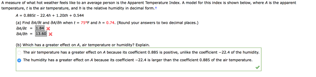 Solved A measure of what hot weather feels like to an | Chegg.com