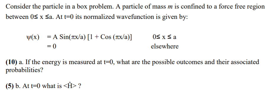 Solved Consider the particle in a box problem. A particle of | Chegg.com