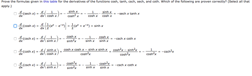 Prove the formulas given in this table for the | Chegg.com Prove the formulas given in this table for the | Chegg.com