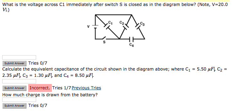 Solved What is the voltage across C1 immediately after | Chegg.com