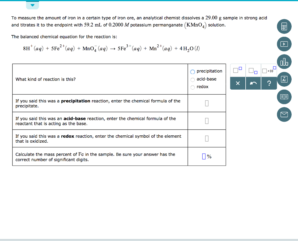 Solved To measure the amount of iron in a certain type of | Chegg.com