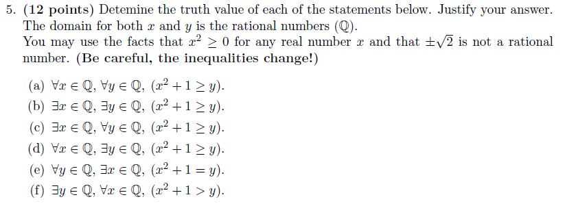 Solved Determine the truth value of each of the statements | Chegg.com
