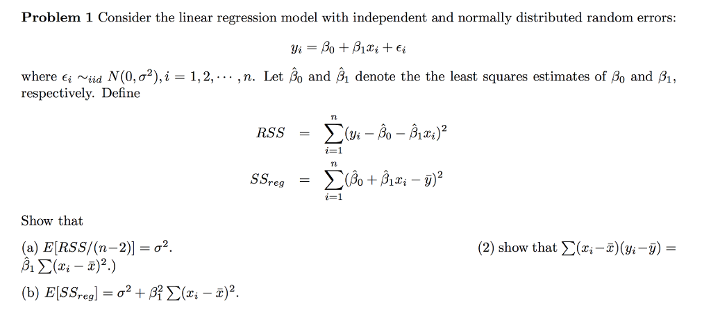 Solved Consider The Linear Regression Model With Independent 