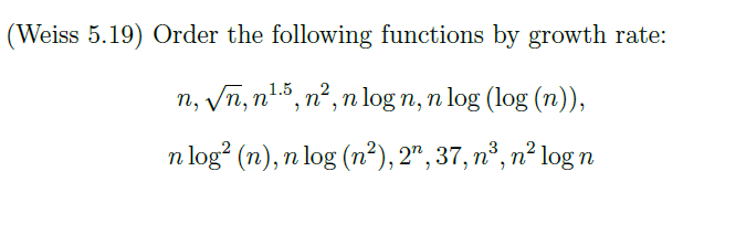 Solved Order the following functions by growth rate: n, | Chegg.com