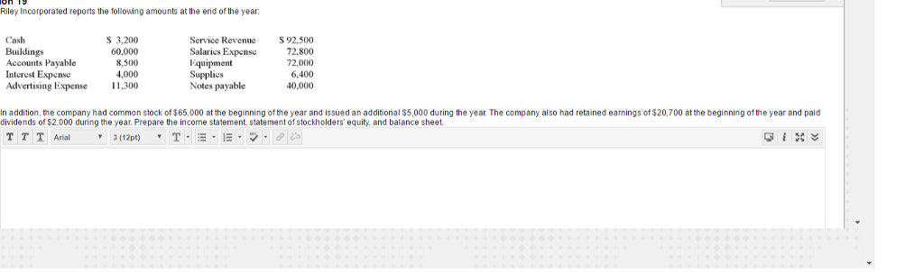 Solved Riley Incorporated reports the following amounts at | Chegg.com