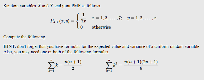 Solved Random variables X and Y and joint PMF as follows: z= | Chegg.com
