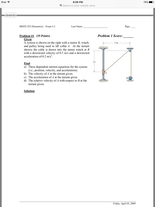 Solved Given: A system is shown on the right with a motor | Chegg.com