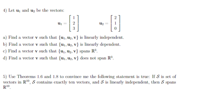 Solved Let u and u2 be the vectors u2 0 a) Find a vector v | Chegg.com