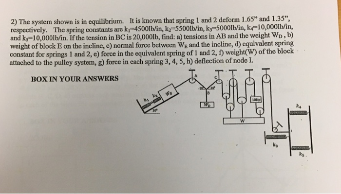 Solved 2) The system shown is in equilibrium. It is known | Chegg.com