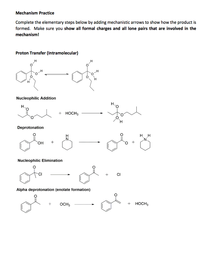 Solved Mechanism Practice Complete the elementary steps | Chegg.com