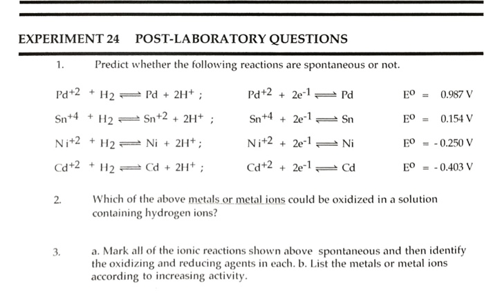 Solved Predict whether the following reactions are | Chegg.com