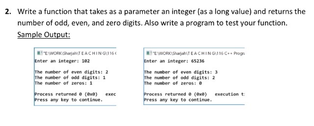 Solved Write a function that takes as a parameter an integer | Chegg.com