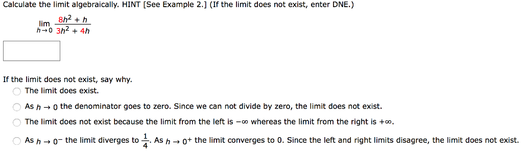 Solved Calculate the limit algebraically. HINT [See Example | Chegg.com