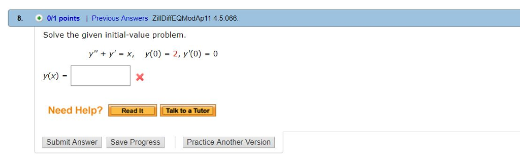 Solved 8. 0/1 points | Previous Answers ZillDiffEQModAp11 | Chegg.com