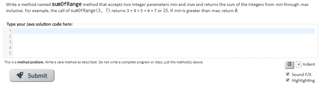 Solved Write a method named sumOfRange method that accepts | Chegg.com