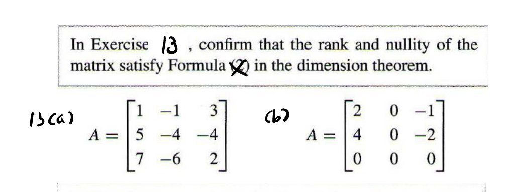 Solved In Exercise l3 , confirm that the rank and nullity of | Chegg.com