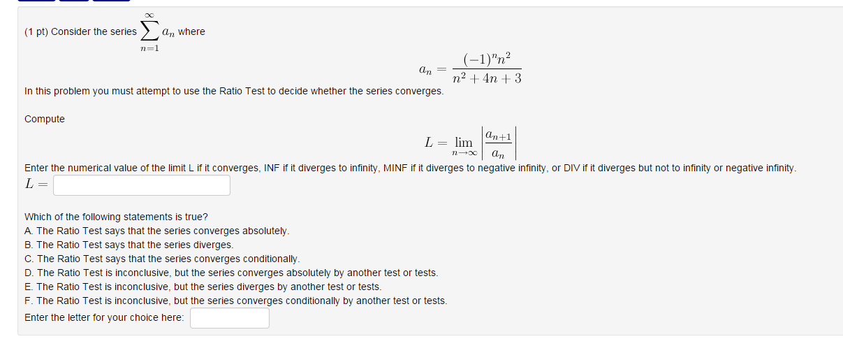 Solved Consider the series an where In this problem you must | Chegg.com