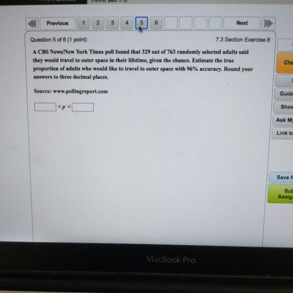 Solved Previous 1 2 3 4 5 6 Next Question 5 of 6 (1 point) | Chegg.com