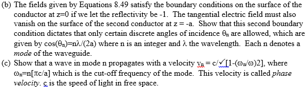 A waveguide is formed by two parallel perfect | Chegg.com