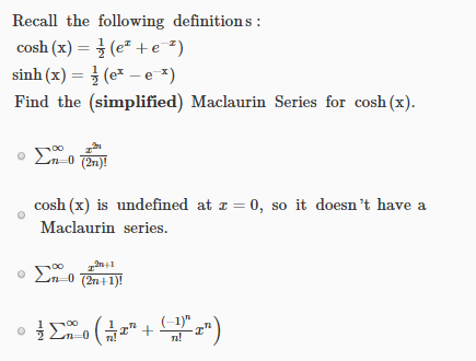 Solved Recall the following definitions: cosh (x) = 1/2 | Chegg.com