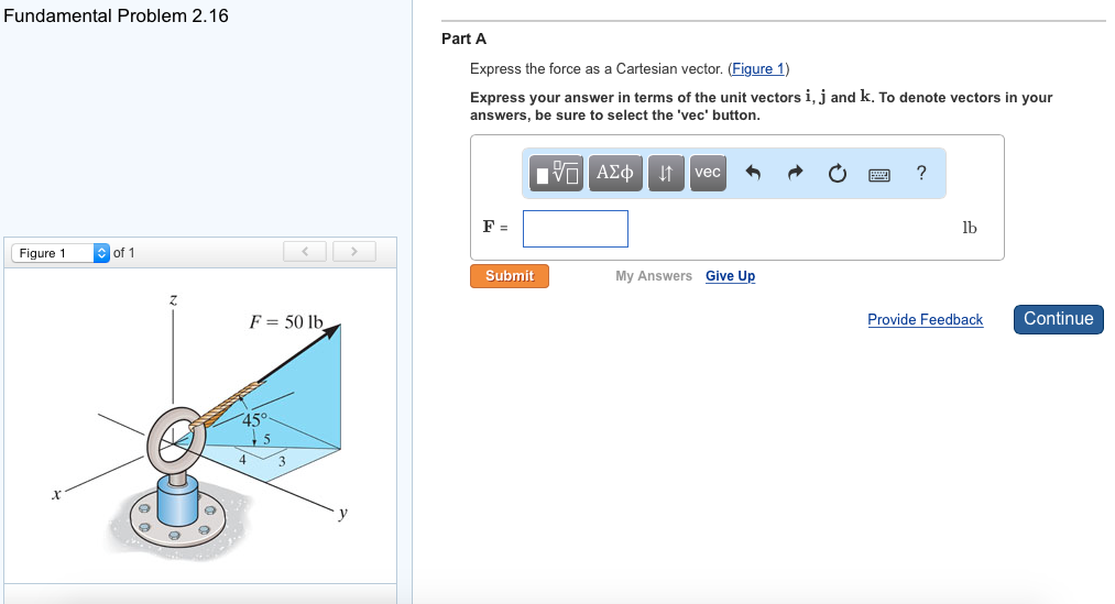 Solved Express the force as a Cartesian vector. (Figure 1) | Chegg.com