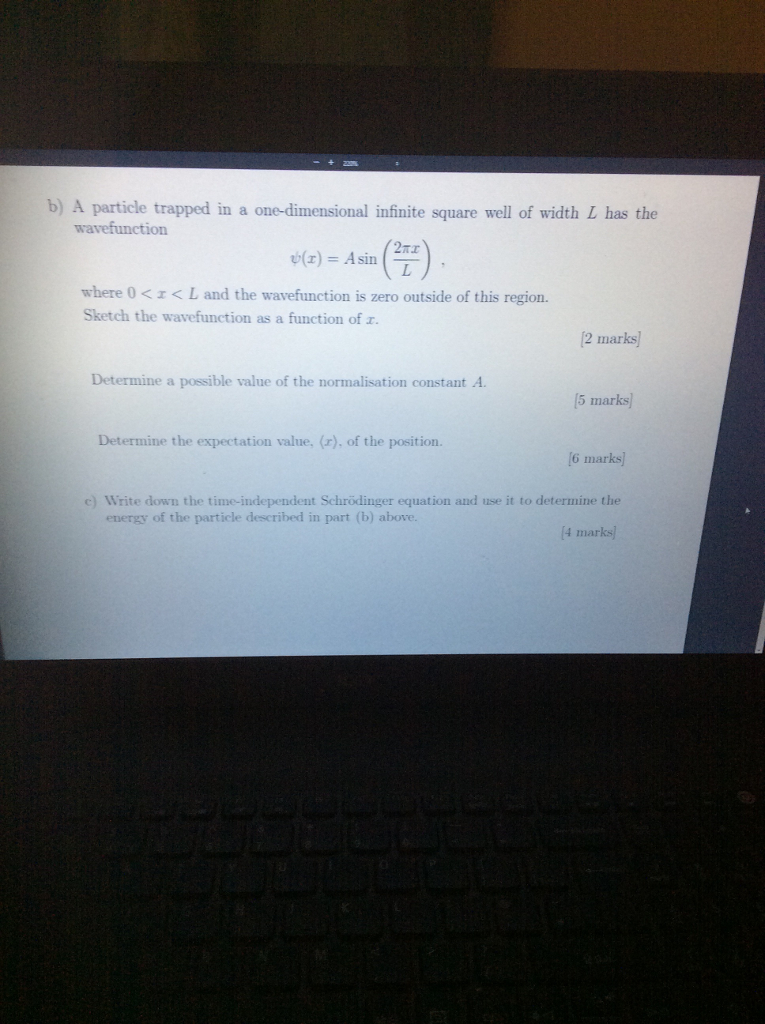 Solved b) A particle trapped in a one-dimensional infinite | Chegg.com
