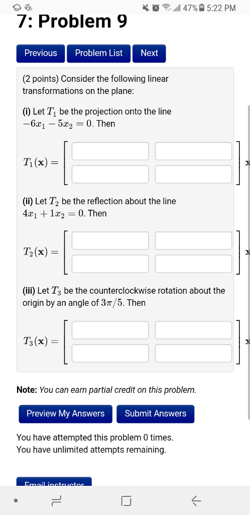 Solved 7 Problem 9 Previous Problem Listnext 2 Points
