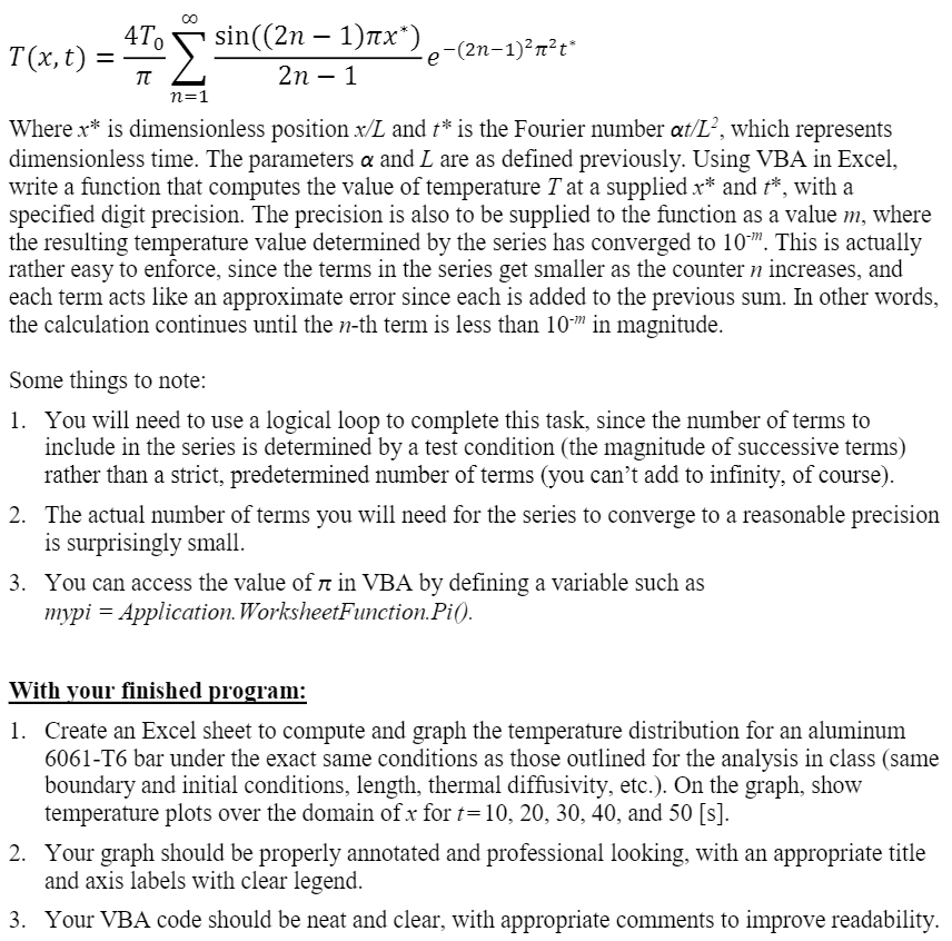T(x, t) = 4 T_0/pi sigma_n=1^infinity sin ((2n - 1) | Chegg.com