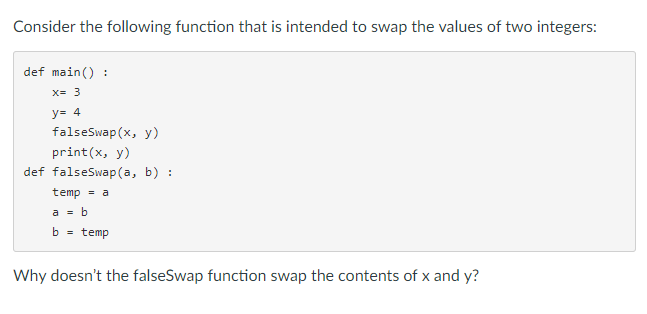 Solved Consider the following function that is intended to | Chegg.com