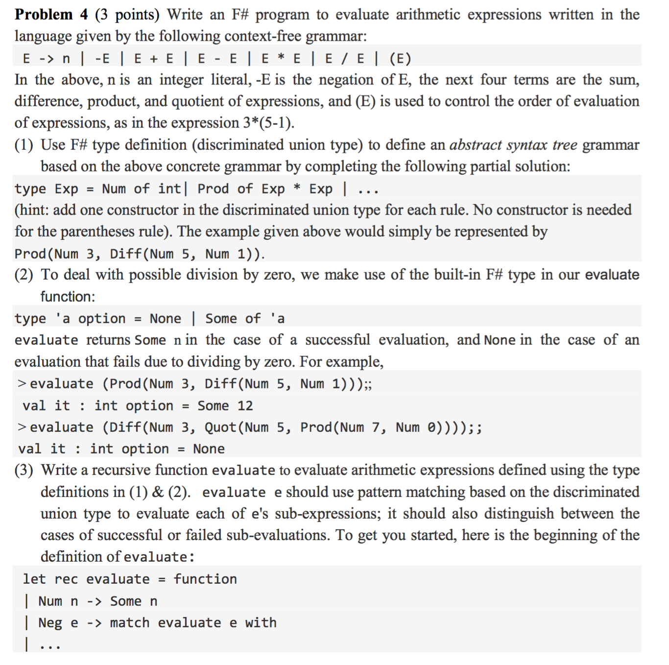 Solved Write An F Program To Evaluate Arithmetic