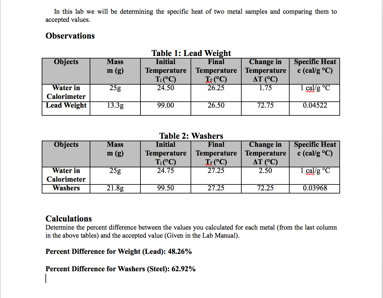 In this lab we will be determining the specific heat | Chegg.com