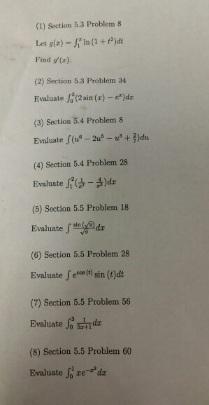 Solved (1) Section 5.3 Problem 8 Let g(z) = f ln (1 + t*)dt | Chegg.com