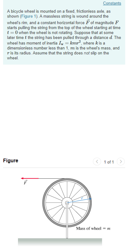 Solved Constants A bicycle wheel is mounted on a fixed, | Chegg.com