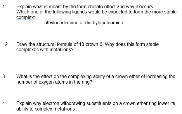 Solved 1 Explain what is meant by the term chelate effect | Chegg.com